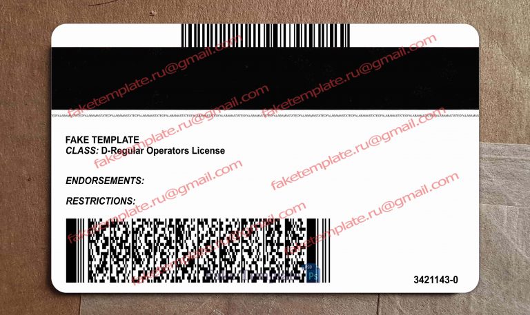 Alabama Drivers License Template V2 - Fake Alabama Drivers License