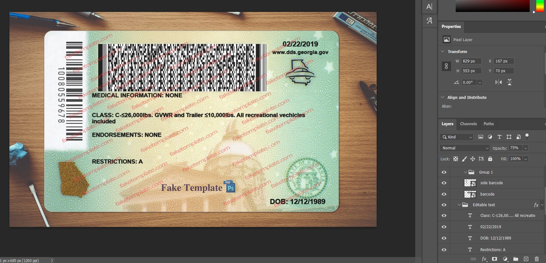 Georgia Drivers License Template V1 - Ga Drivers License Template