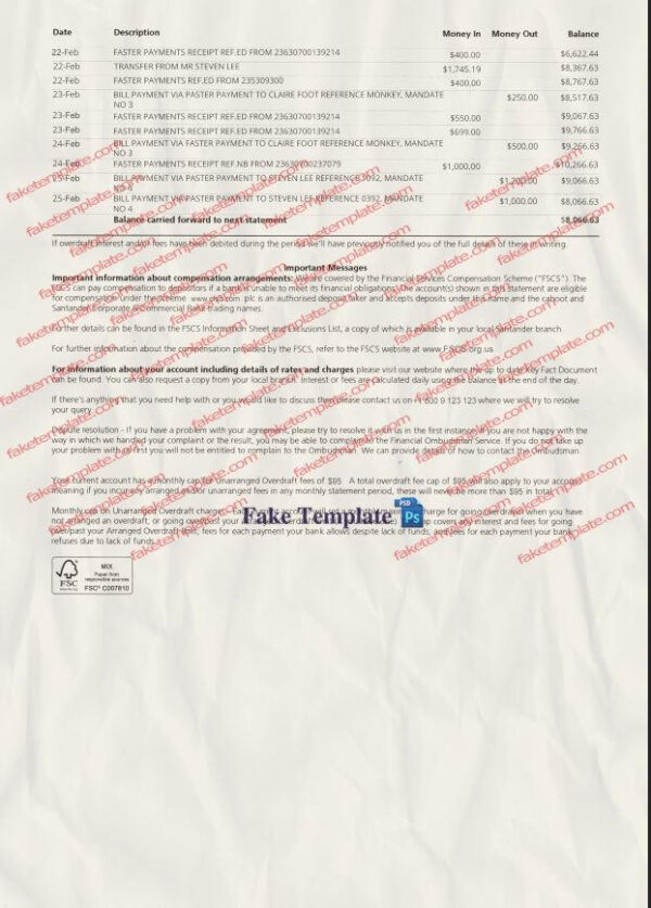 Community Federal Savings : Payoneer bank statement template