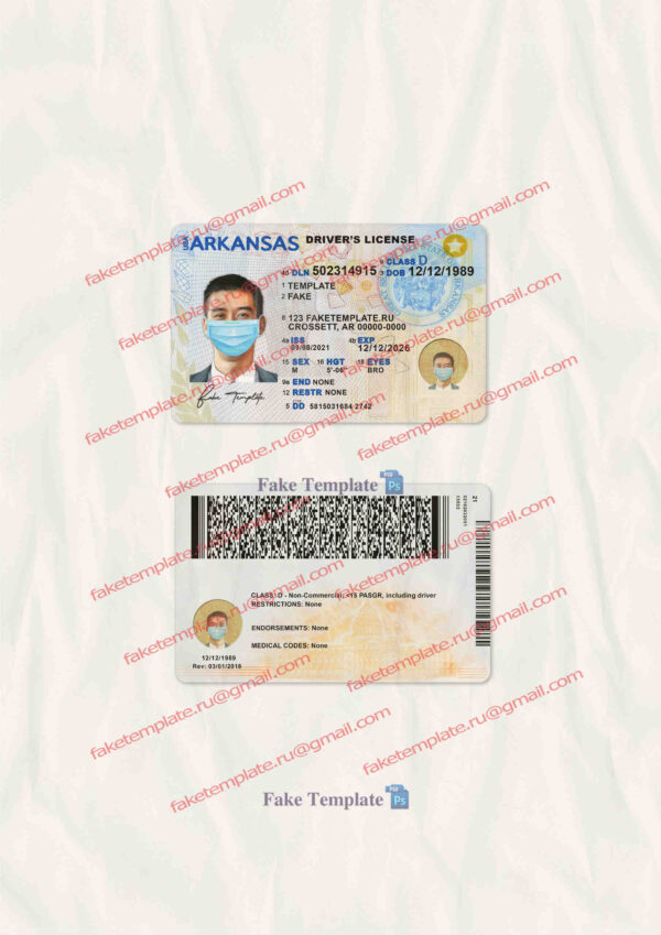 Arkansas Drivers License Template V2 New - Fake Template