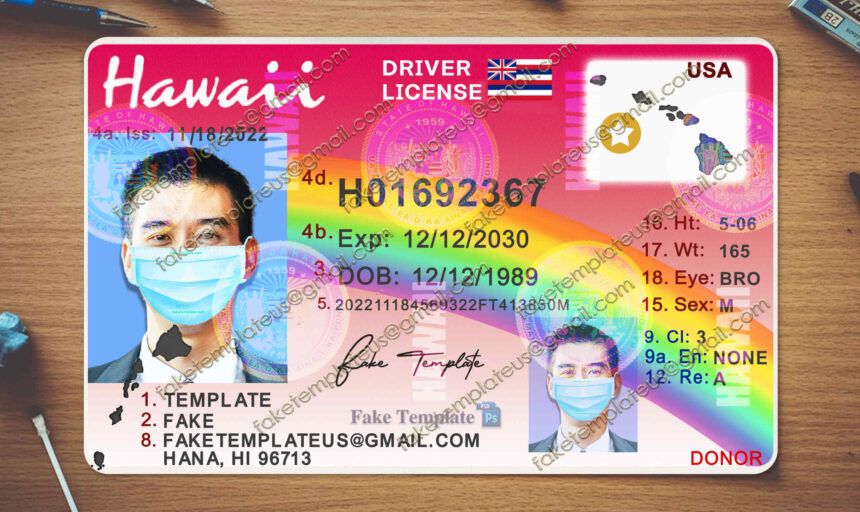 Hawaii Driver License Template New - Fake Hawaii Driver License