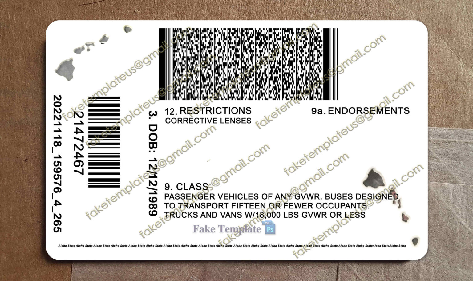 Hawaii Driver License Template New - Fake Hawaii Driver License