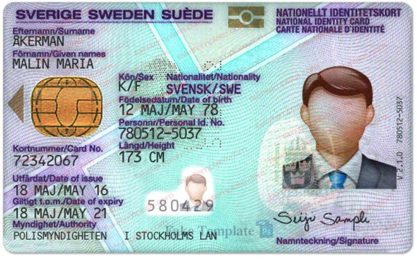 Sweden ID Card Template Psd - Fake ID Card Sweden - High quality