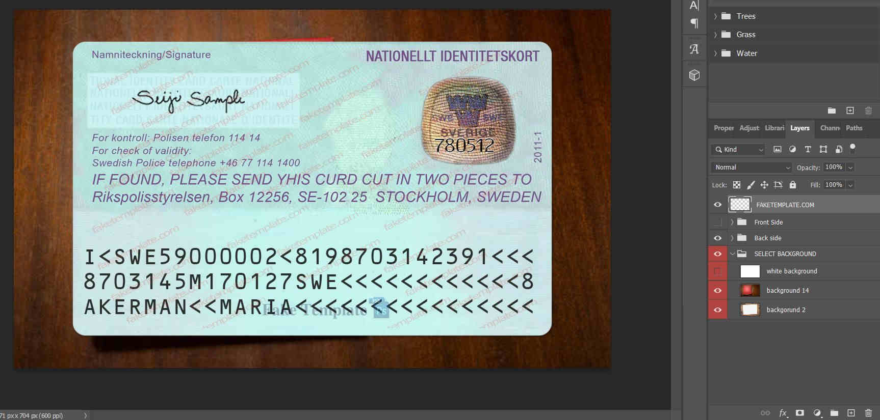 Sweden ID Card Template Psd - Fake ID Card Sweden - High quality
