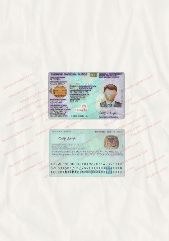 Sweden ID Card Template Psd - Fake ID Card Sweden - High quality