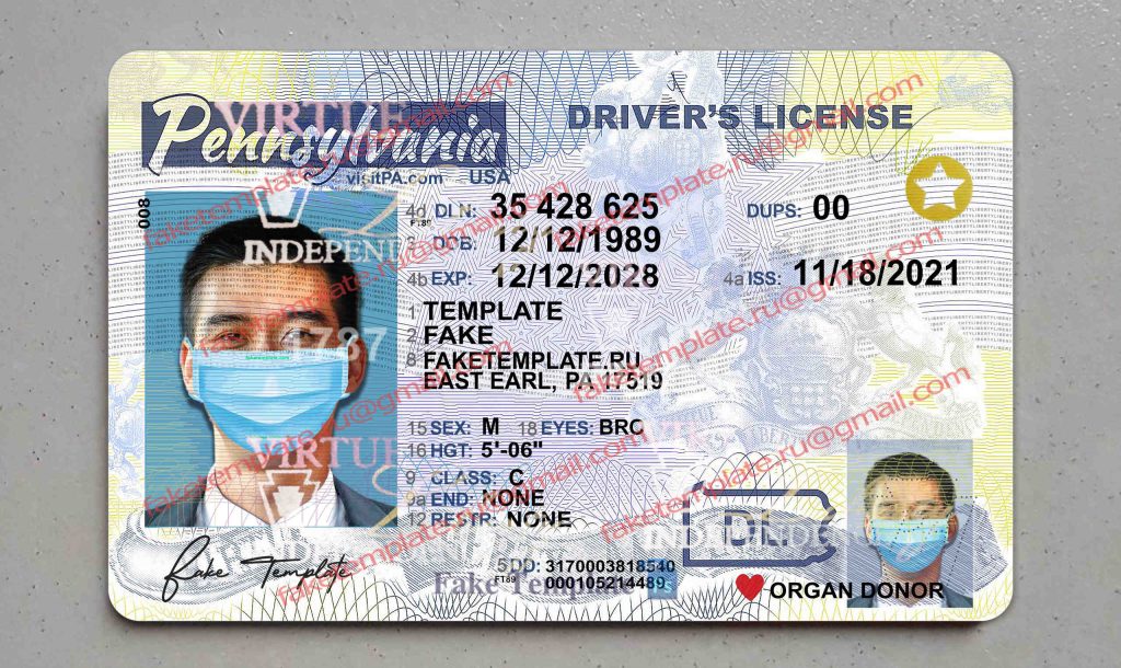 Pennsylvania Drivers License Template - Fake PA Drivers License