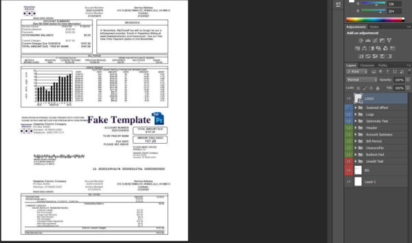 Hawaii Utility Bill Psd Template - High quality - Fake Template