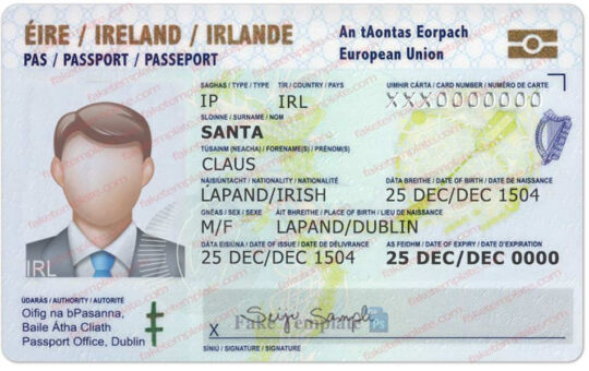Ireland ID Card Template Psd - ID Card In Ireland - High quality