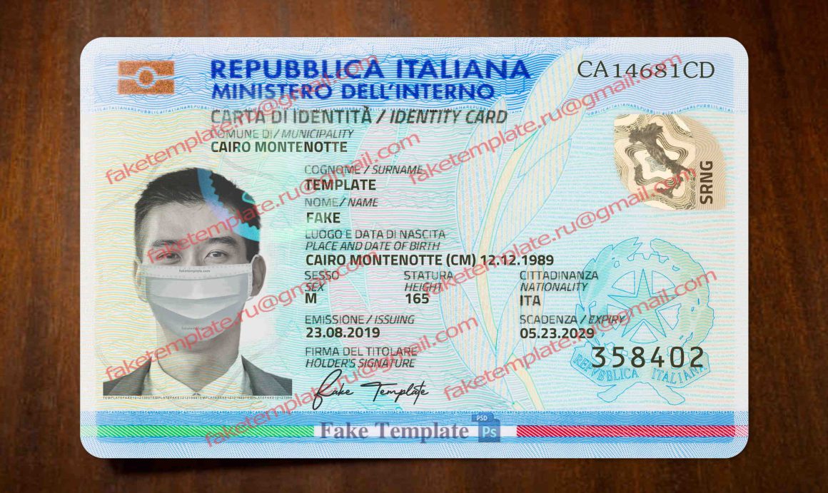 Italy ID Card Template Psd - Fake Italian ID Card