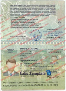 Italy Passport Template Psd - High quality - Fake Template