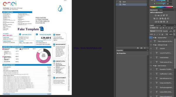 Italy Utility Bill Psd Template : Italy Proof of address Psd Template V1