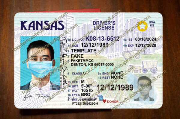 Kansas Drivers License Template New V2 2400 DPI