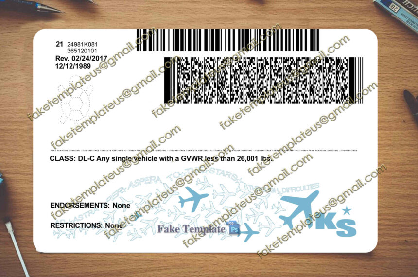 Kansas Drivers License Template New V2 2400 DPI