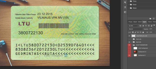 Lithuania ID Card Template Psd - Lithuanian Identity Card Template