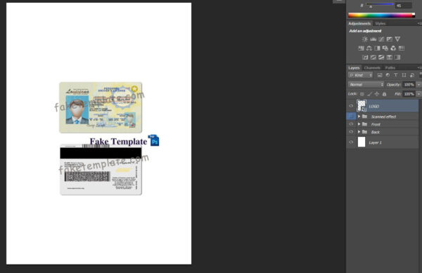 Louisiana Driver License Template - Fake Template