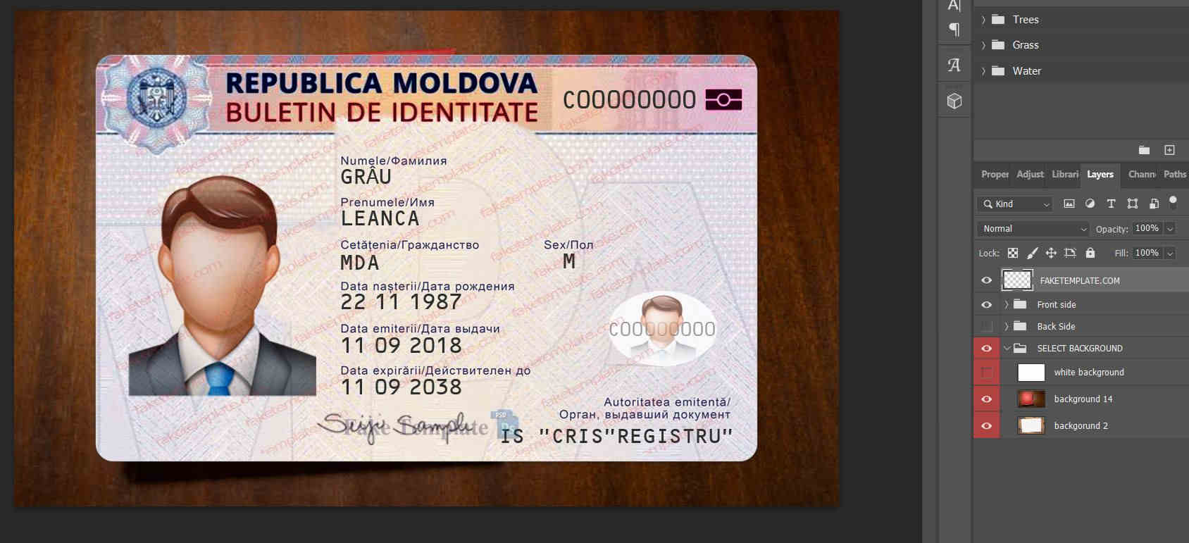 Moldova ID Card Template Psd - Moldovan ID Card