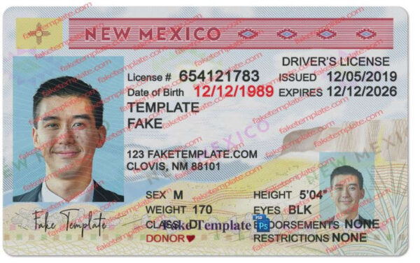 New Mexico Driver License Template - Fake Template