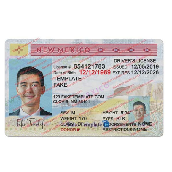 New Mexico Driver License Template - Fake Template