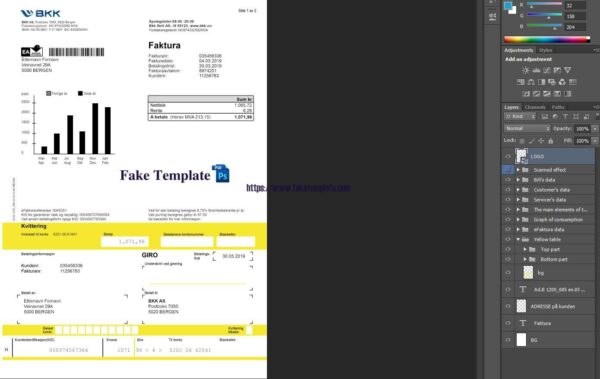 Norway Utility Bill Psd Template : Norway Proof of address Psd Template