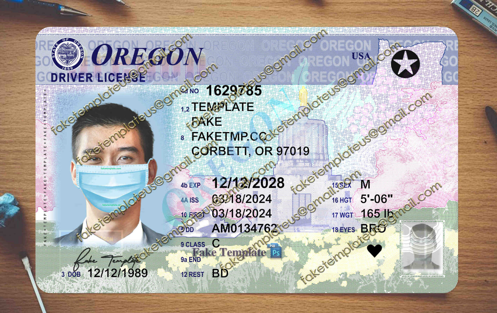 Oregon Drivers License Template New V2 1200 DPI - Fake Template