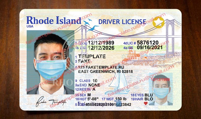 Rhode Island Driver License Template - Fake Template