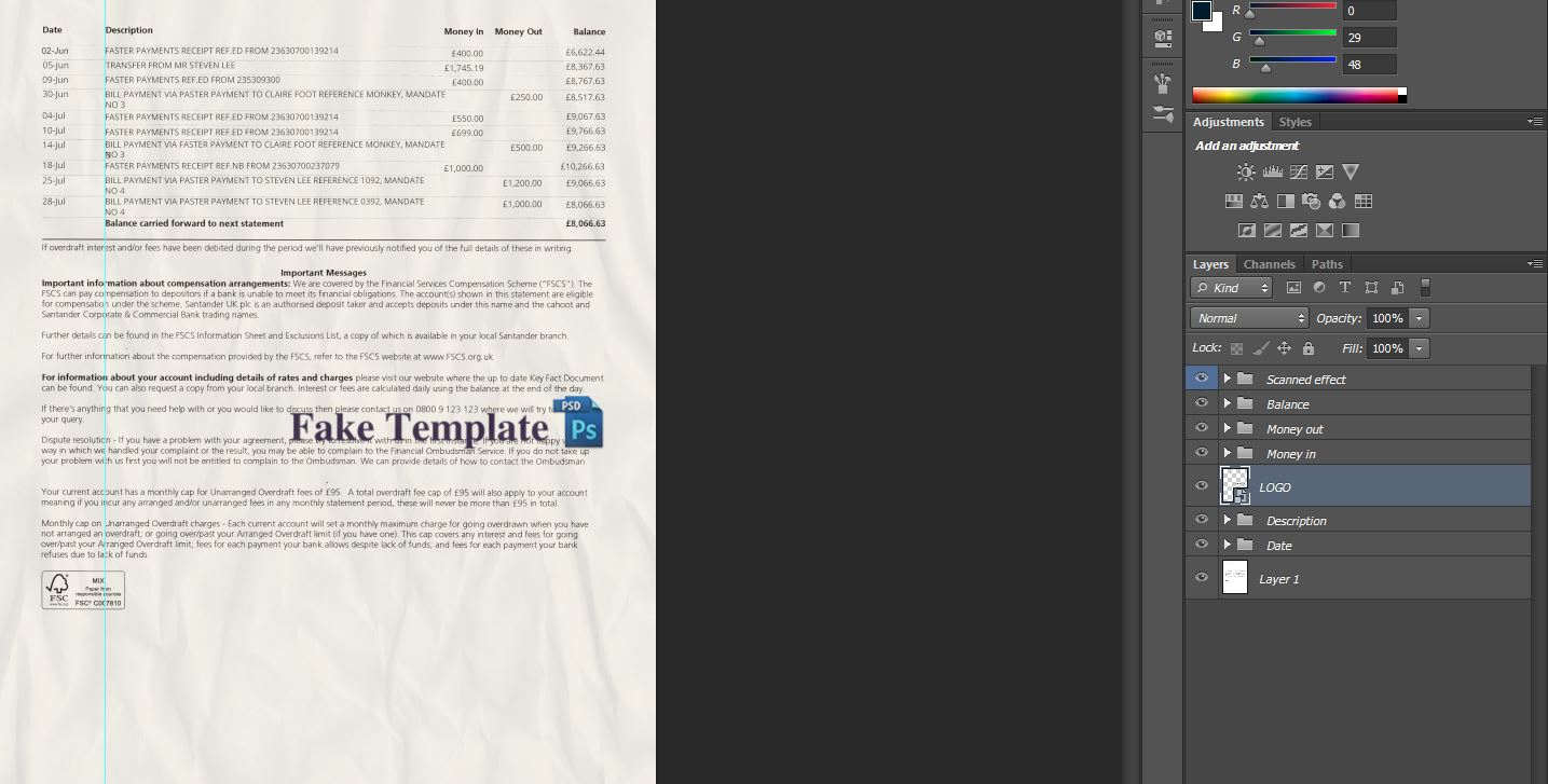 Santander Bank Statement Template - High quality - Fake Template
