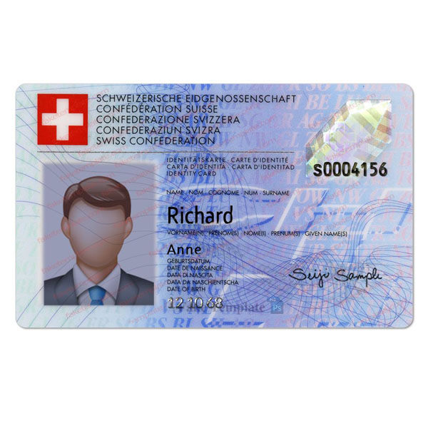 Switzerland ID Card Template Psd - Swiss ID Card Template