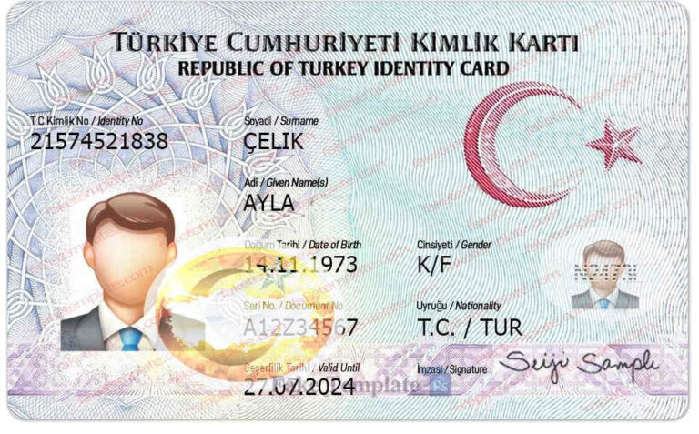Turkey ID Card Template Psd - Turkish ID Card Template
