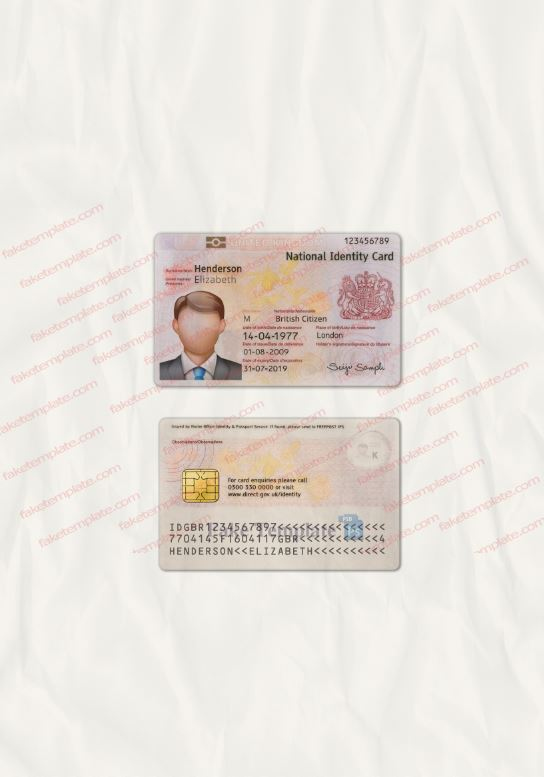 UK ID Card Template Psd - Fake UK ID Card - High quality