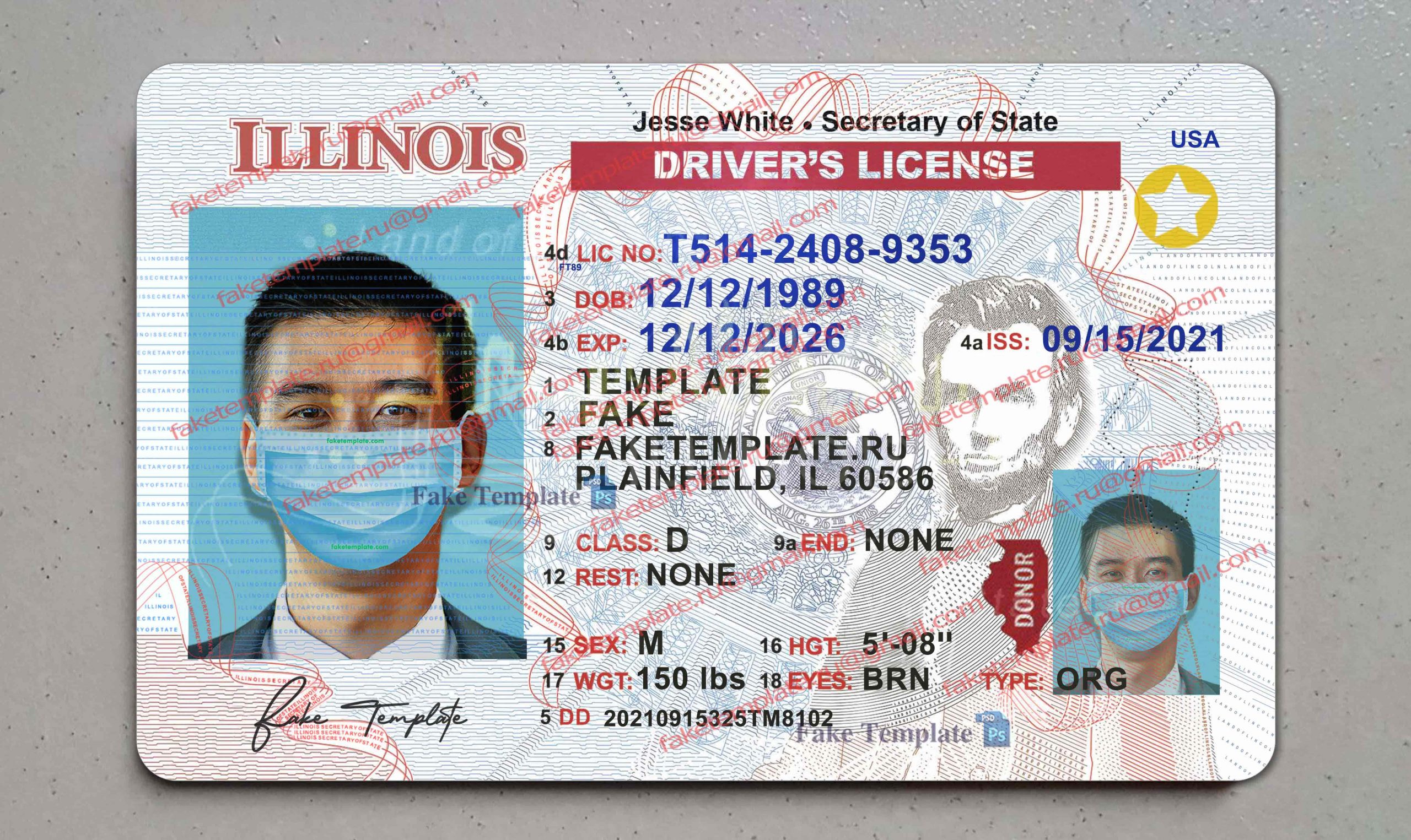 Illinois Driver License Template Psd New V2 - Fake Illinois Driver License