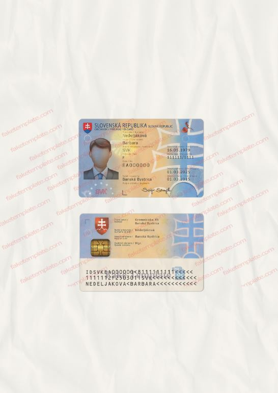 Slovakia ID Card Template Psd - Slovak Identity Card - Fake Template