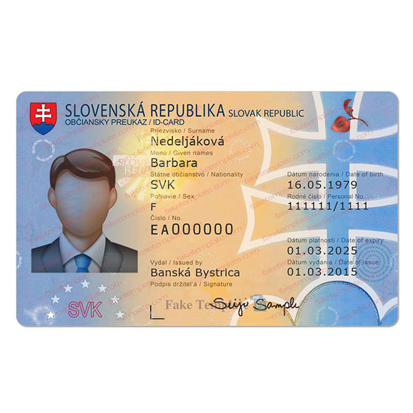 Slovakia ID Card Template Psd - Slovak Identity Card - Fake Template