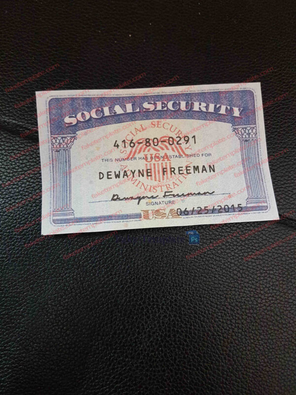 Social Security Number Template Custom Order - High Quality