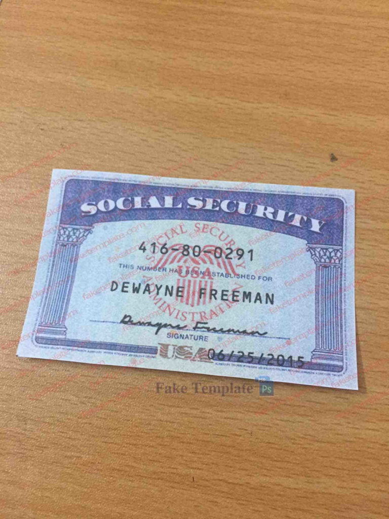 Social Security Number Template Custom Order - High Quality