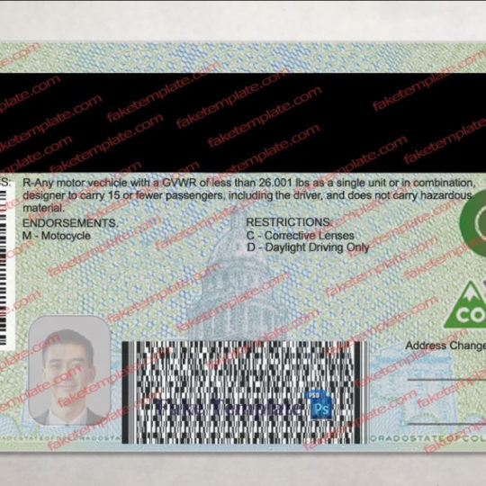 Colorado Drivers License Template - wespromos