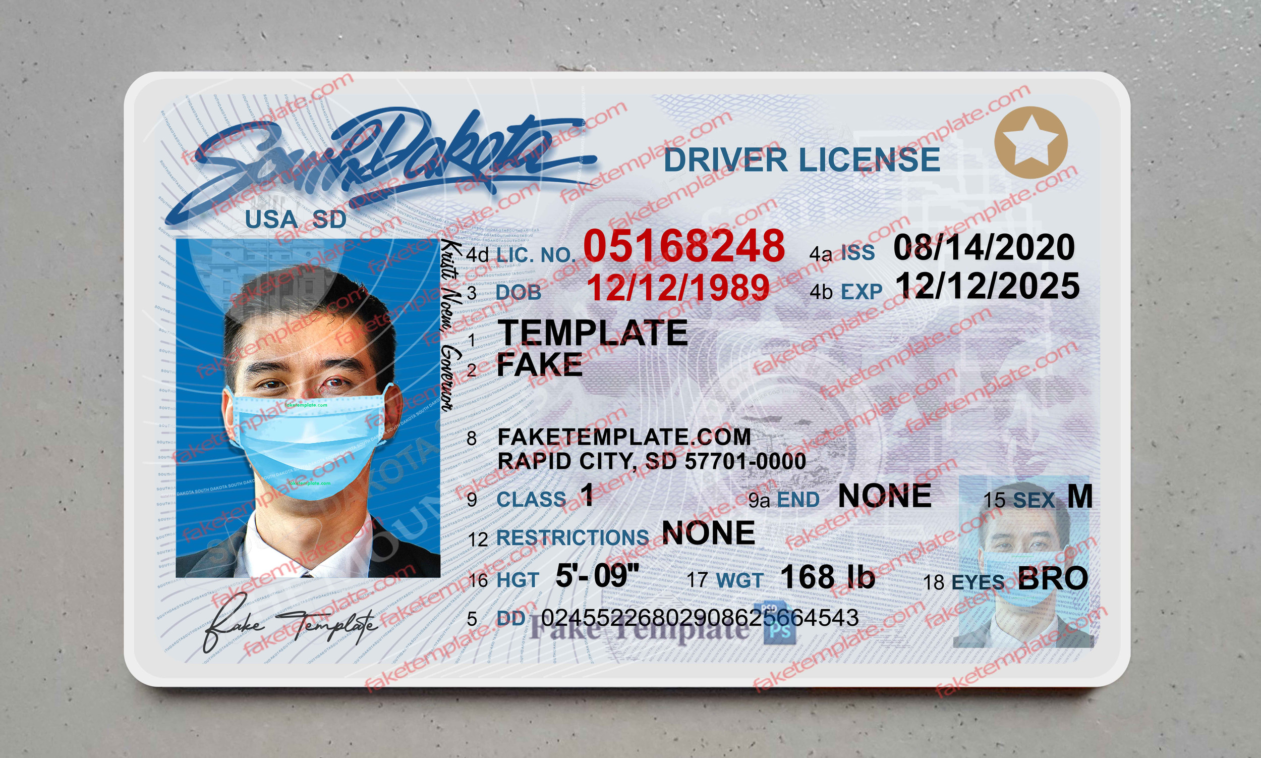 South Dakota Drivers License Template New - Fake Template