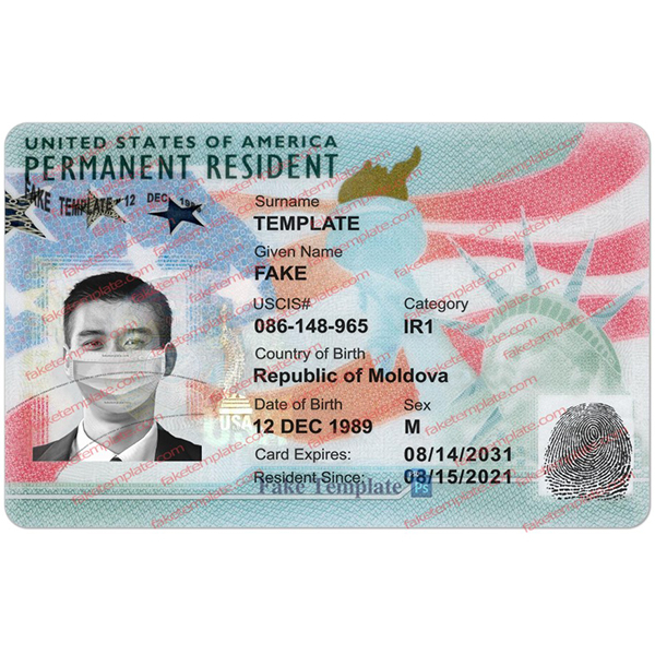 Us Permanent Resident Template - Green Card Psd Template New