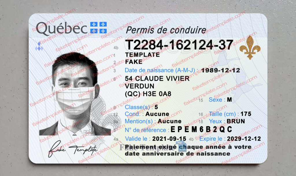 Quebec Drivers License Template New - Fake Template