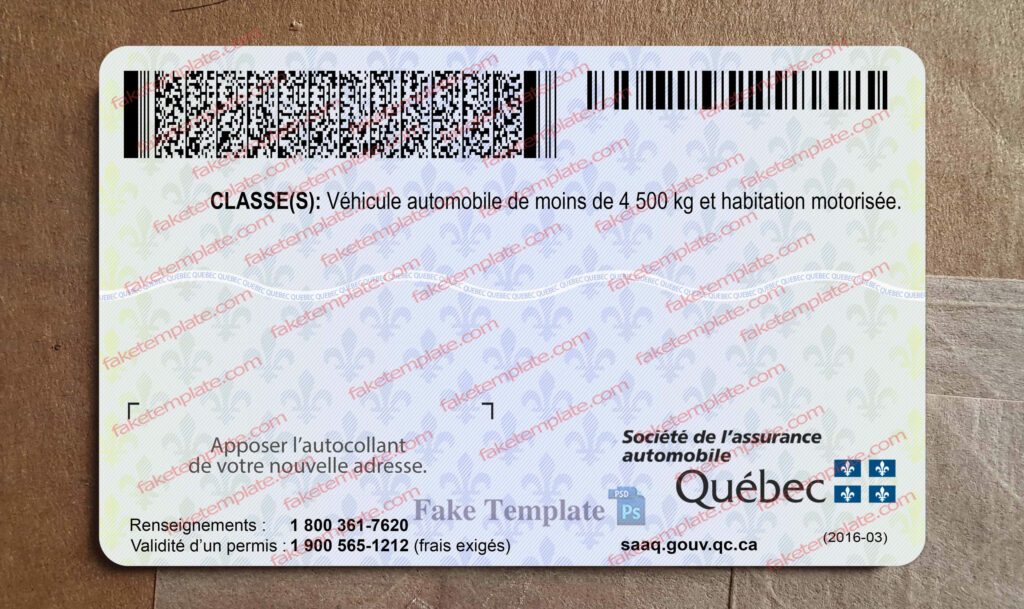 Quebec Drivers License Template New - Fake Template