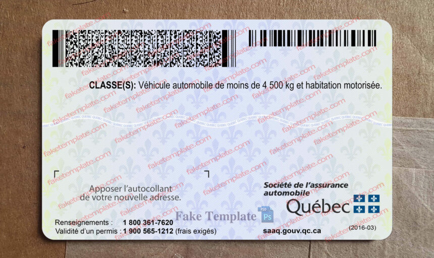 Quebec Drivers License Template New - Fake Template