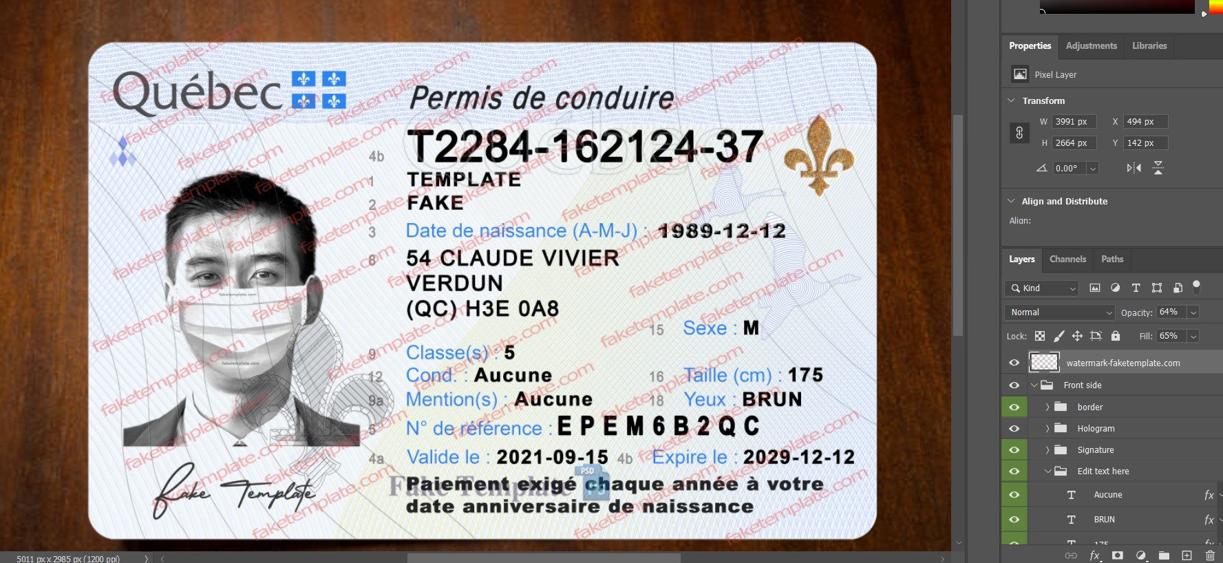 Quebec Drivers License Template New - Fake Template