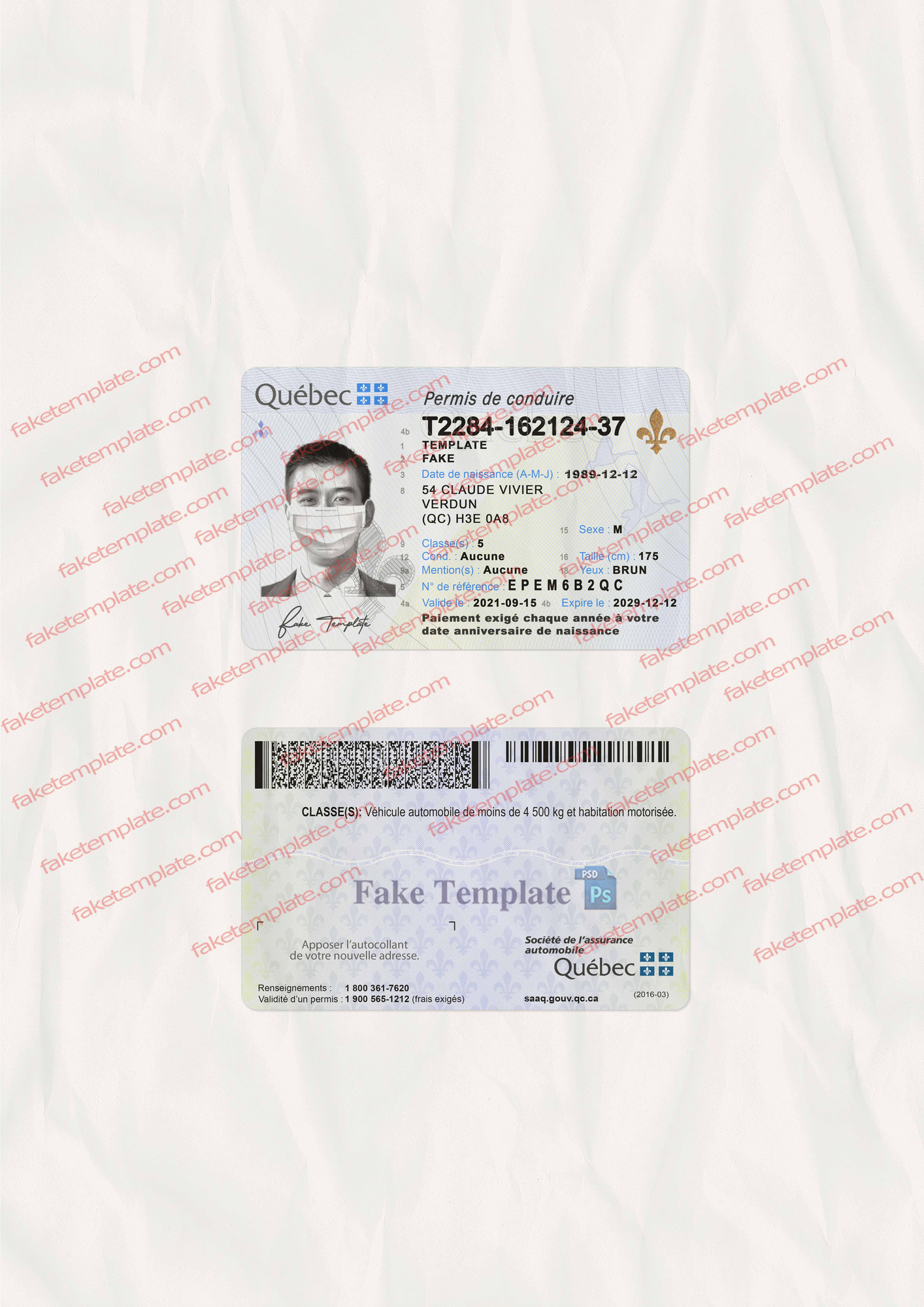 Quebec Drivers License Template New - Fake Template