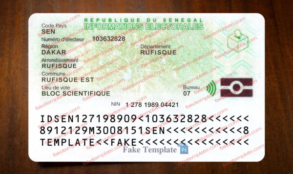 Senegal ID Card Template - Fake Senegal Identity Card