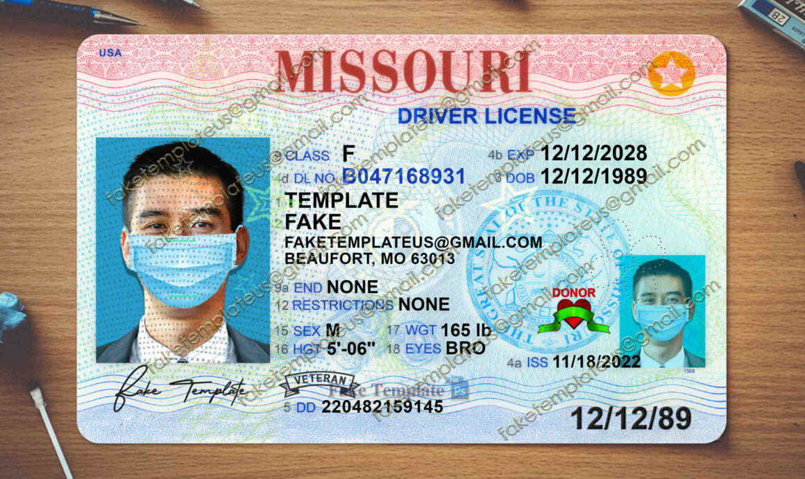Missouri Driving Licence Psd New V2 - MO Drivers License Psd