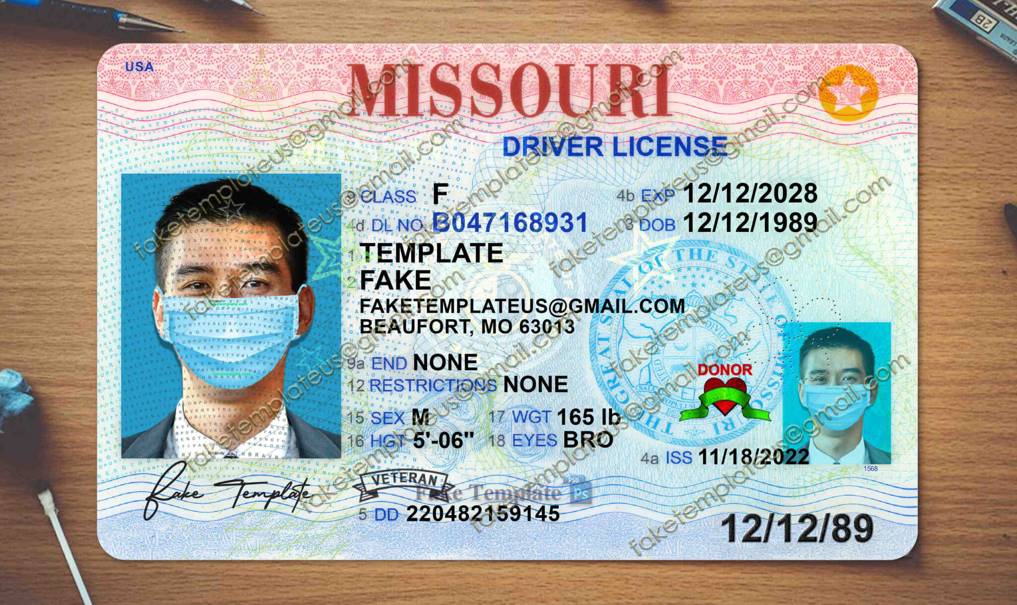 Missouri Driving Licence Psd New V2 - MO Drivers License Psd