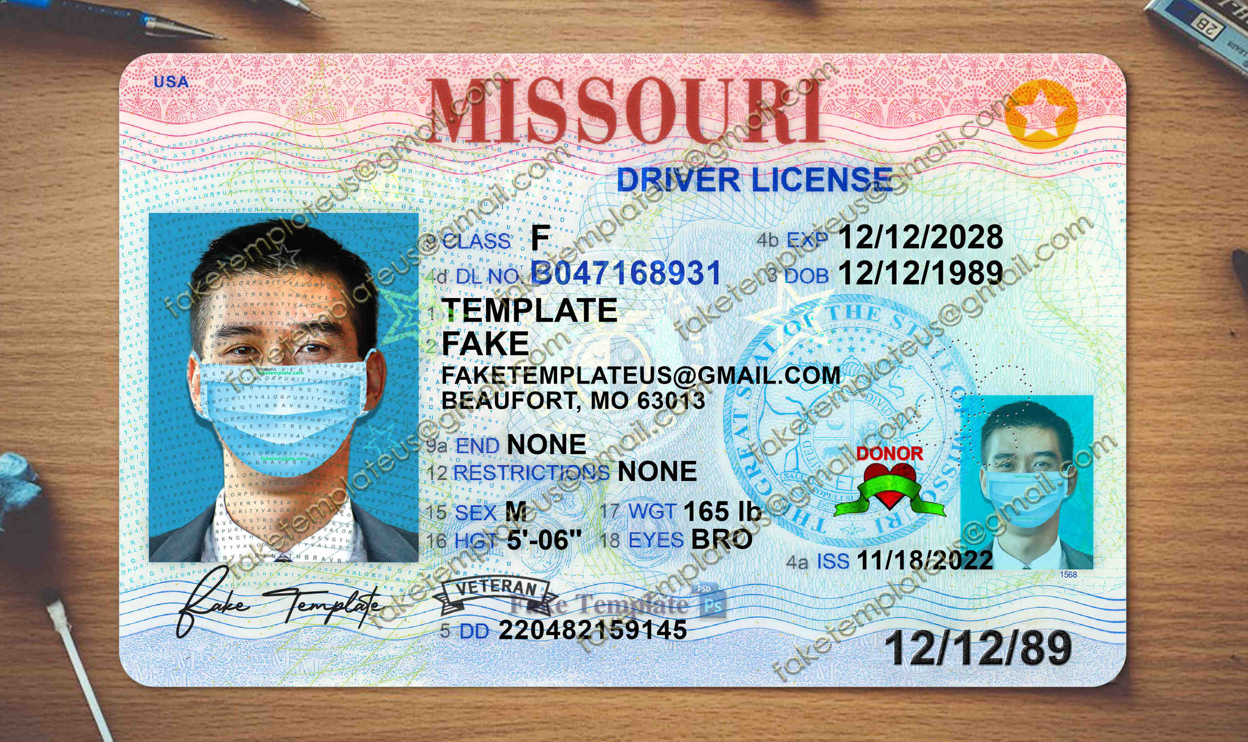 Missouri Driving Licence Psd New V2 - MO Drivers License Psd