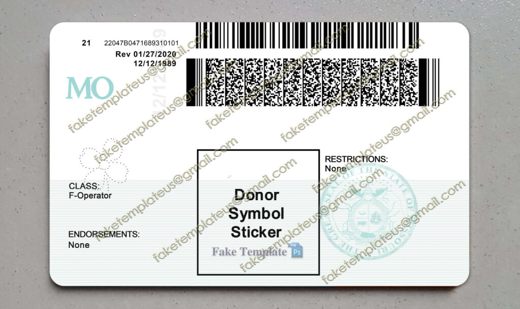 Missouri Driving Licence Psd New V2 - MO Drivers License Psd