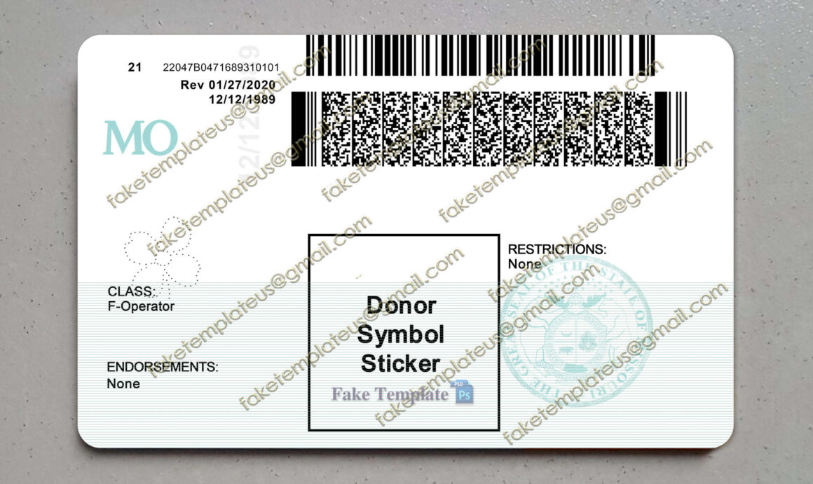 Missouri Driving Licence Psd New V2 - MO Drivers License Psd