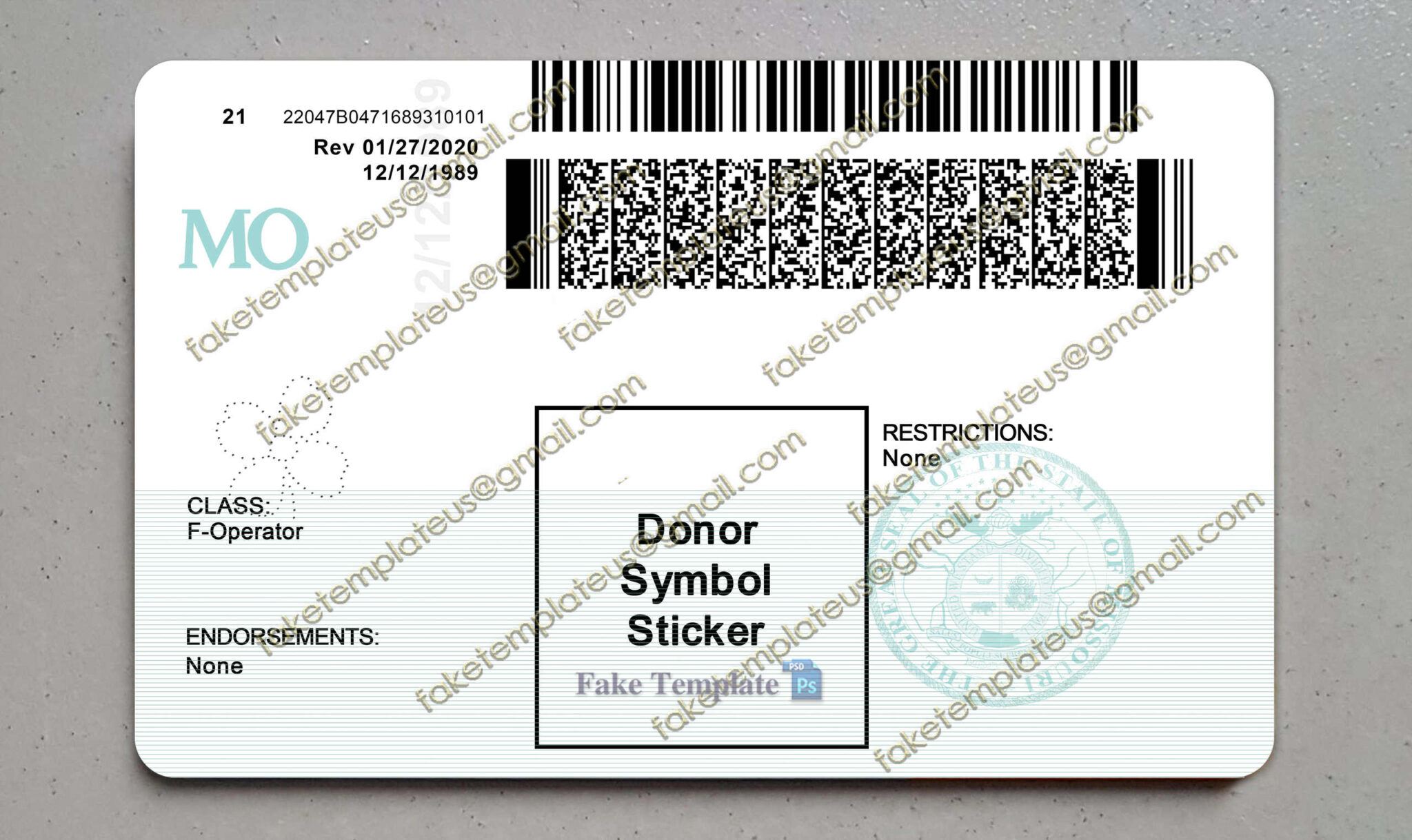 Missouri Driving Licence Psd New V2 - MO Drivers License Psd
