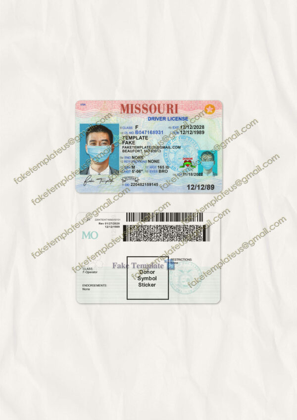 Missouri Driving Licence Psd New V2 - MO Drivers License Psd